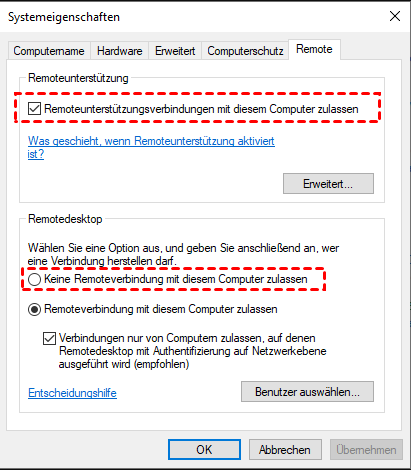 Wie kann ich den Fernzugriff auf Computer stoppen?