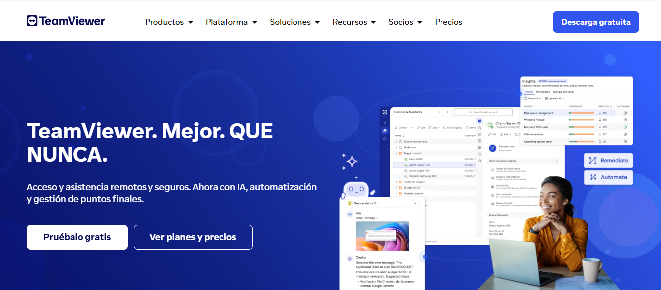 Las 12 mejores alternativas a TeamViewer en 2026