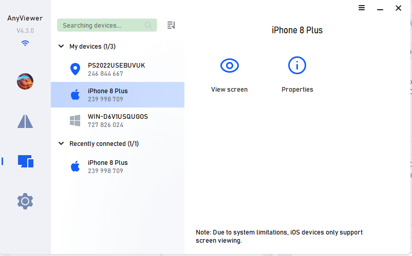 Access and Control IOS/Android Screen