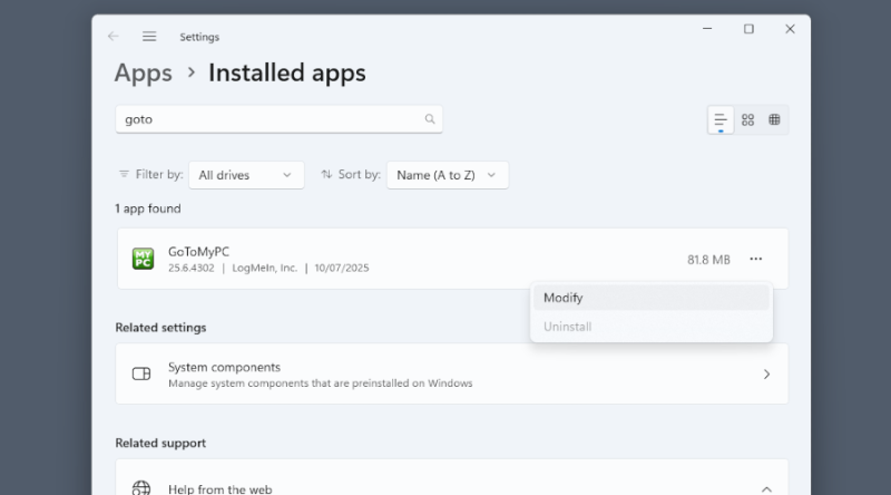[Fixed] GoToMyPC Uninstall Greyed Out Issue